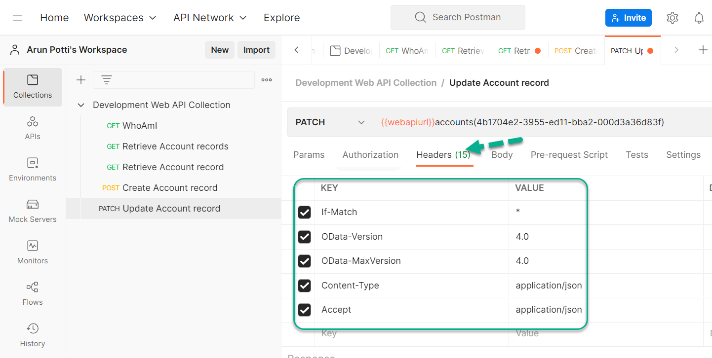 How To Update The Table Row Values In A Dataverse Environment From Postman
